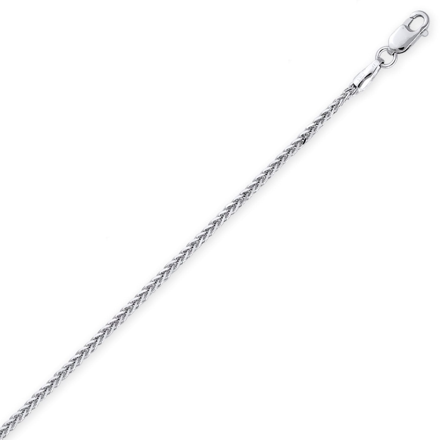 White Gold Square Wheat Pendant Chain